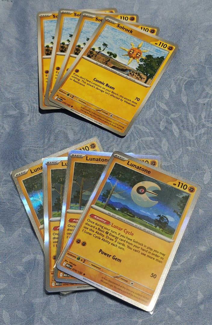 Pokemon Mega Evolution Lunatone and Solrock Playable Cards, Hobbies ...