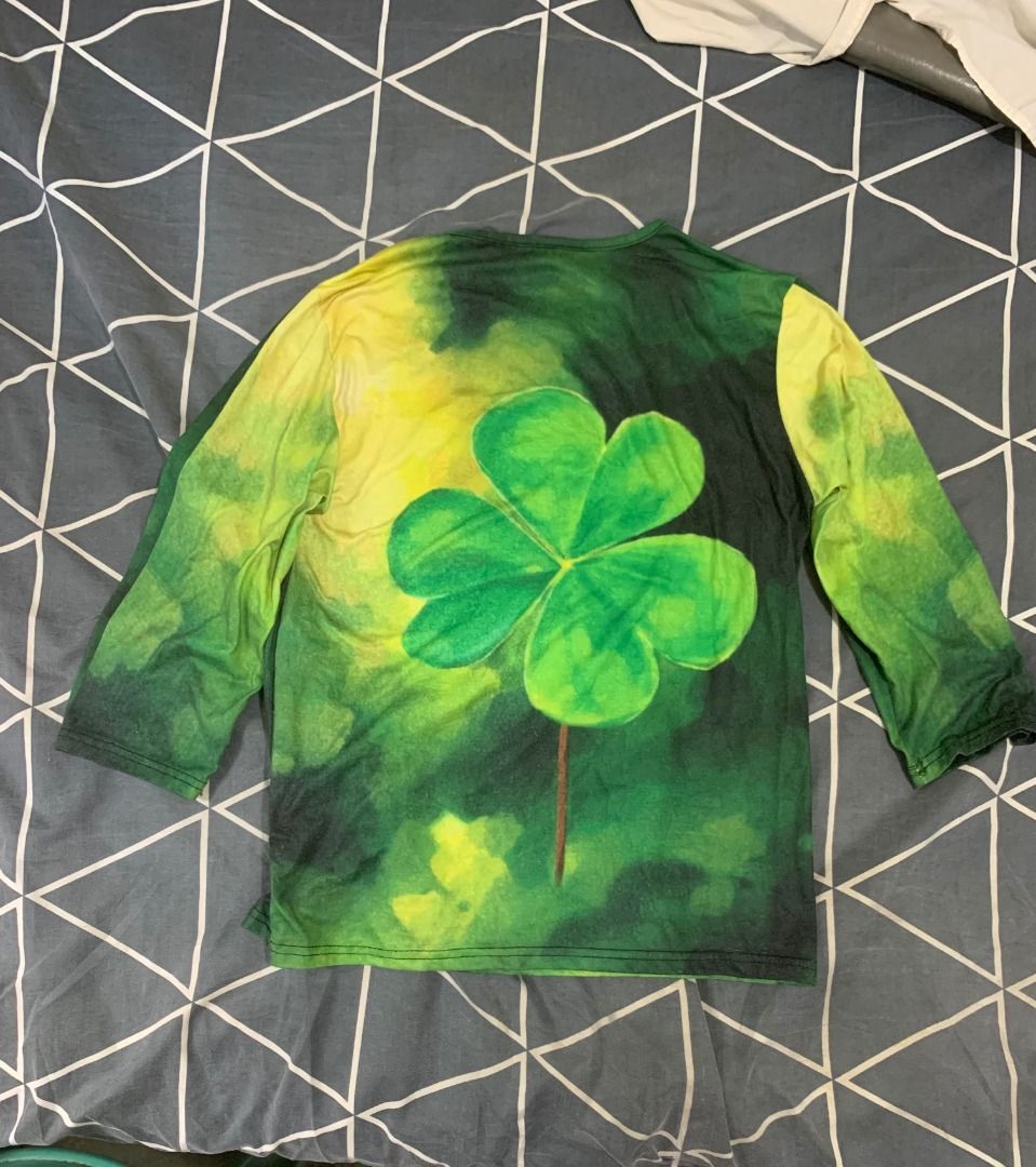 Shamrock Print Long Sleeve Shirt green clover cloverleaf st. patrick ...
