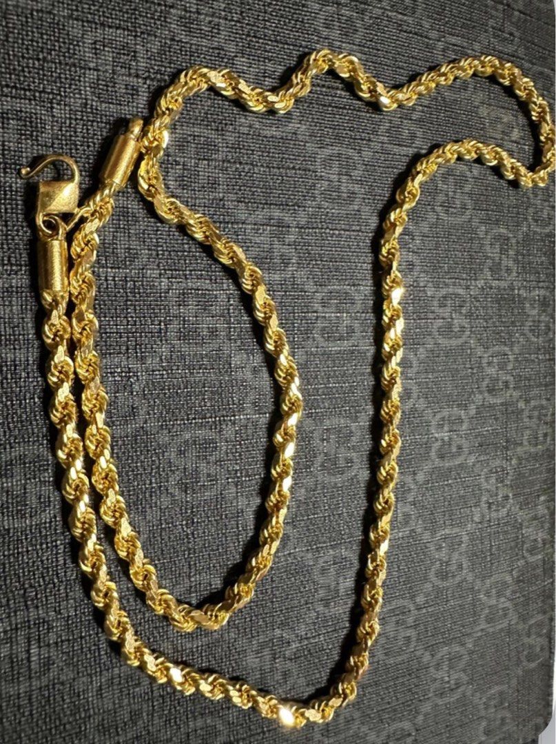 102.7G 916 22K Solid Gold Rope Chain Necklace, Women's Fashion, Jewelry ...