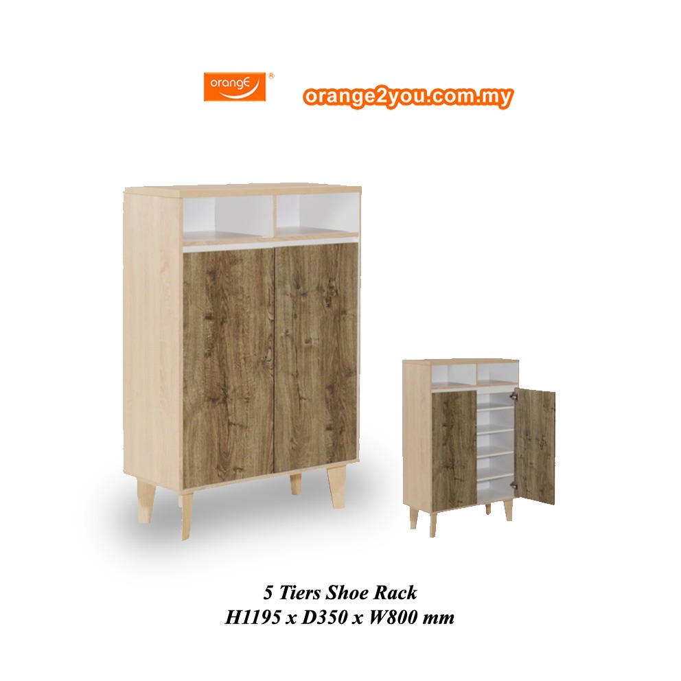 5 Tiers Shoe Rack (Oak), Rak Kasut Moden,Almari Kasut Putih,Perabot ...