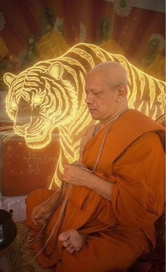 AJ Prasut Hanuman riding on tiger Rian, Wat Nai Tao , be 2568, Hobbies ...