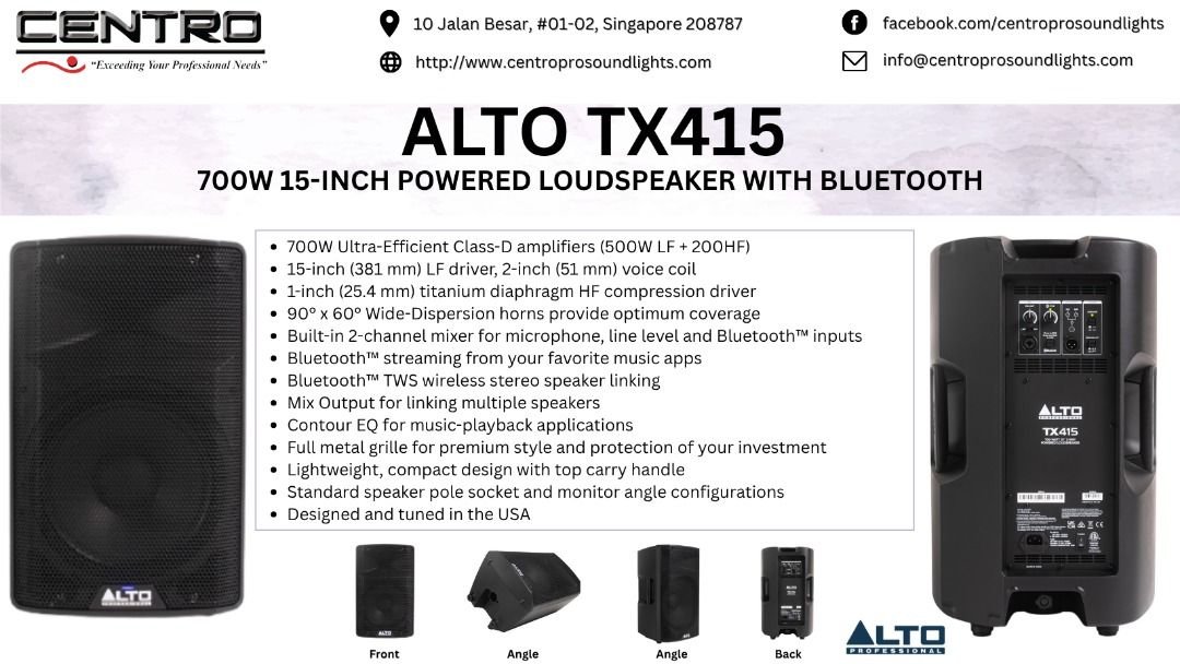 Alto Professional - TX415 700W 15-Inch Powered Loudspeaker With ...