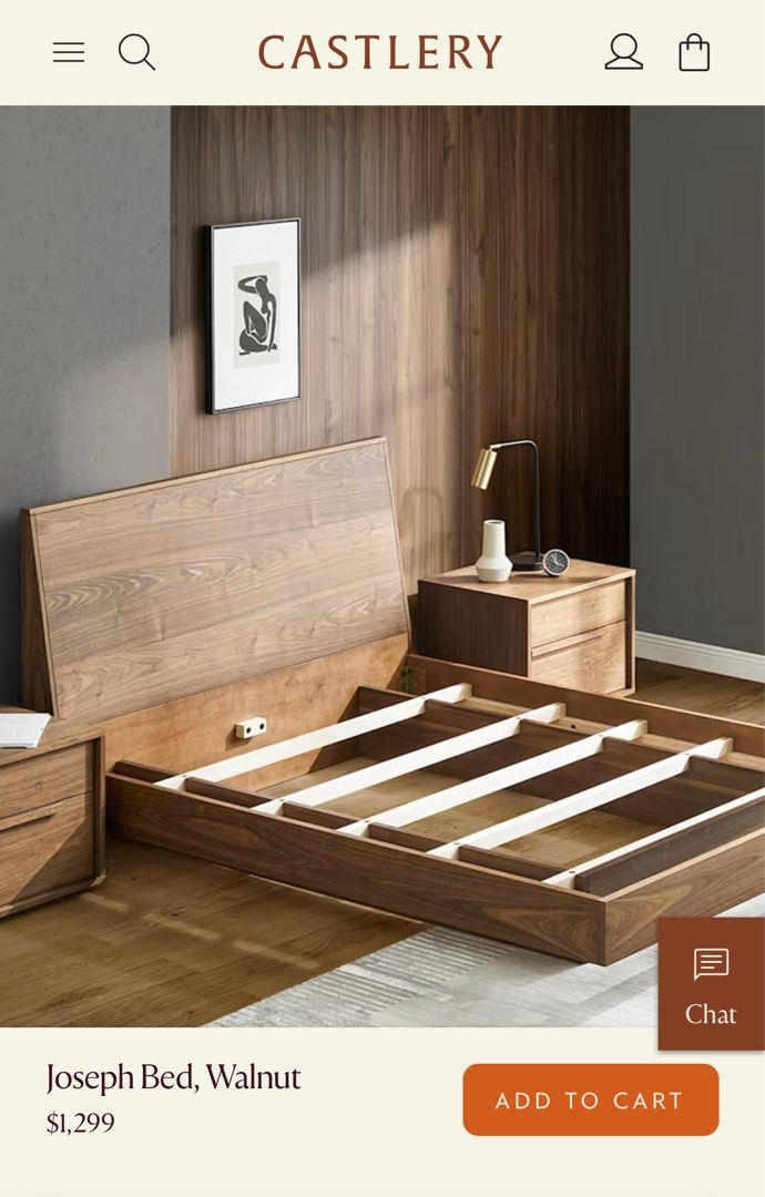Castlery Joseph Bed, Walnut, Furniture & Home Living, Furniture, Bed ...