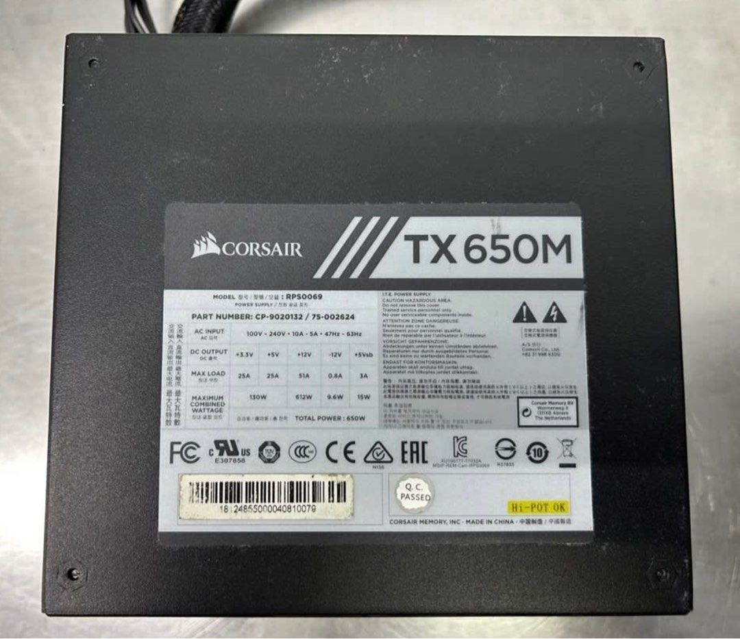 Corsair TX650M Power Supply, Computers & Tech, Parts & Accessories ...