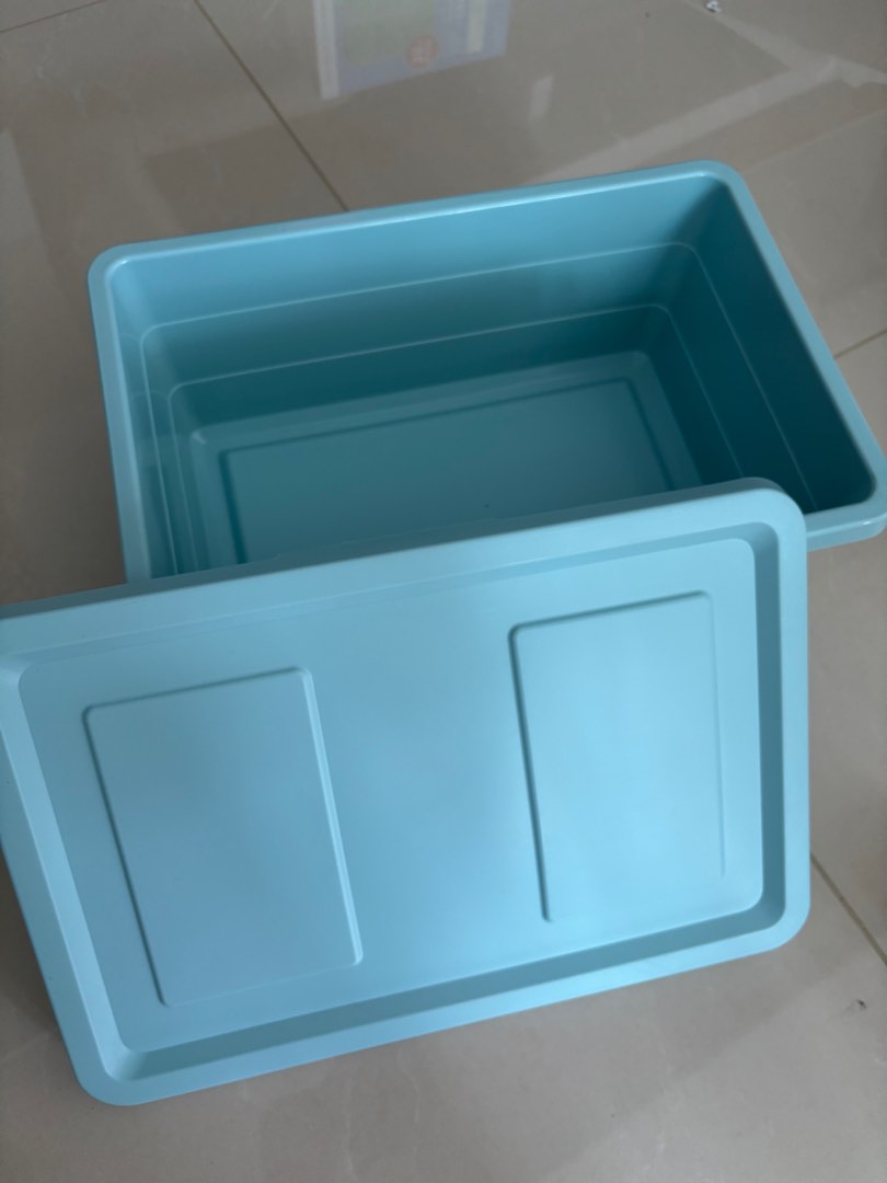 IKEA Light Blue Plastic Storage Box with Lid, Furniture & Home Living ...
