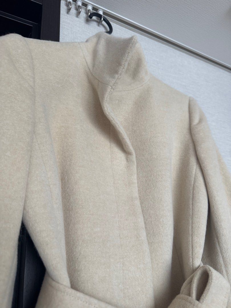 Made in Japan Angora rabbit /Wool stand color Coat with Belt, Women's ...