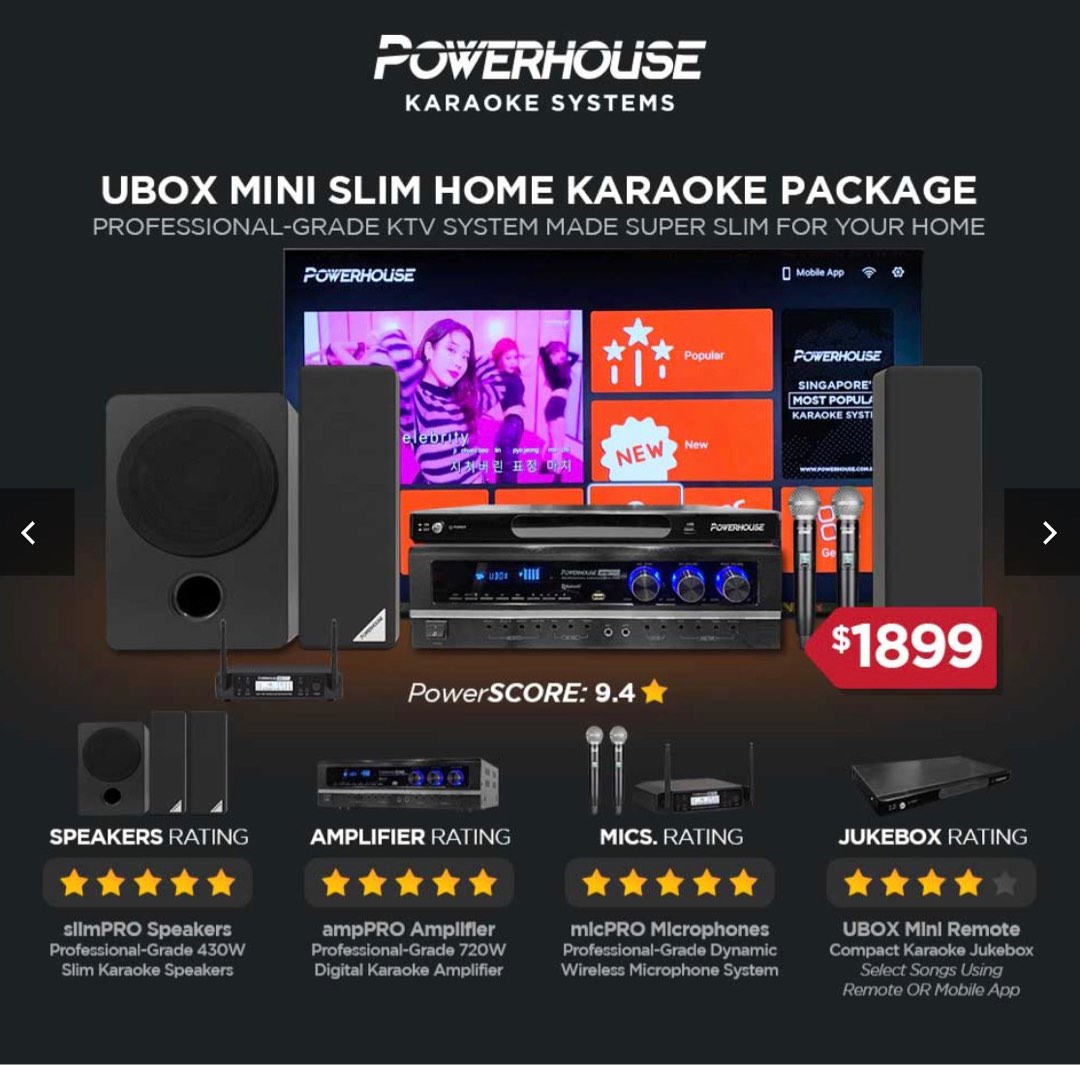Powerhouse UBOX Mini Slim Home Karaoke System, Audio, Other Audio ...