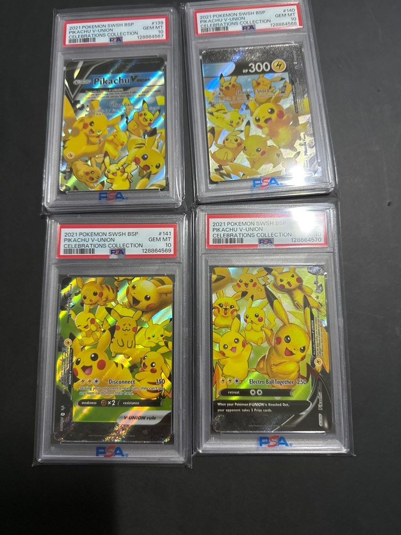 PSA Graded Pokemon Celebrations Pikachu V-UNION Cards Sequential ...