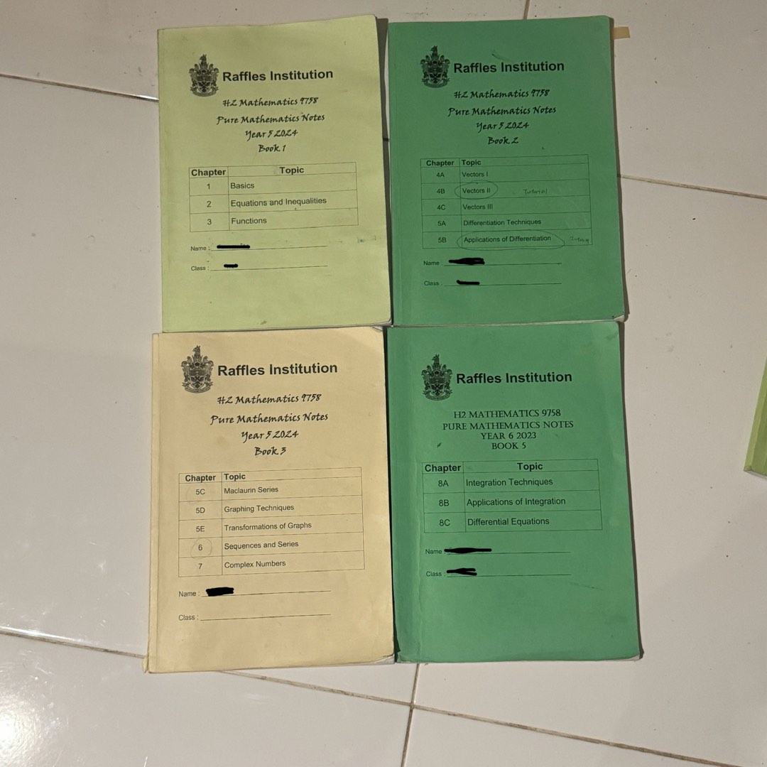 RI Year 5/6 H2 Pure Mathematics Notes, Hobbies & Toys, Books ...