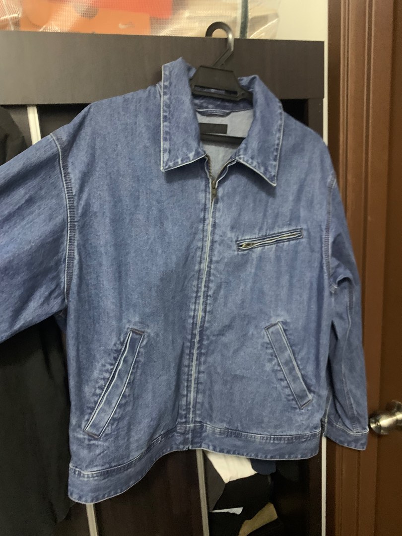 Uniqlo zip up blouson Denim Jacket zipper, Men's Fashion, Coats ...