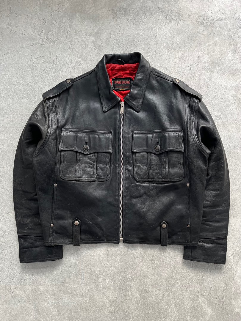 Vintage 90's Boom Boogie Double Pocket police Leather Jacket, Fesyen ...