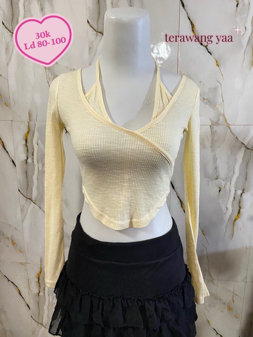 Baby yellow longsleeve slimfit || gyaru himekaji gothic cottagecore ...