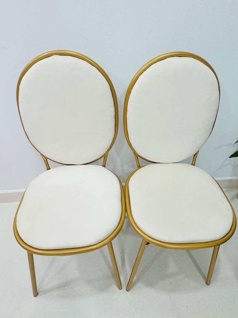 Gold Frame Dining Chairs - Set of 2, Furniture & Home Living, Furniture ...