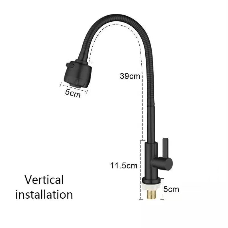 Kitchen Faucet Black Flexible Neck, Furniture & Home Living, Bathroom ...