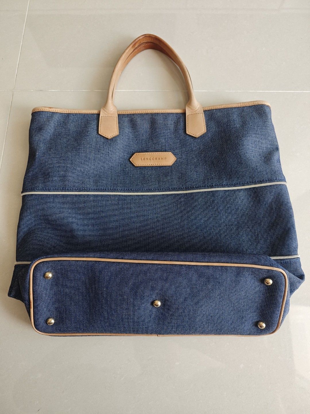 Longchamp Denim Tote Bag, Luxury, Bags & Wallets on Carousell