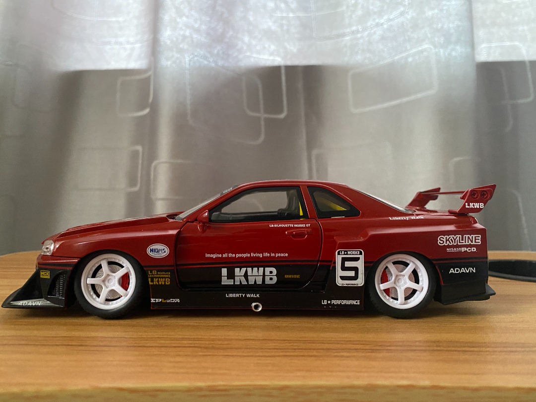 Nissan GTR R34 LBWK Liberty Walk Jinlifang Diecast Sports Car JDM 1:55 ...