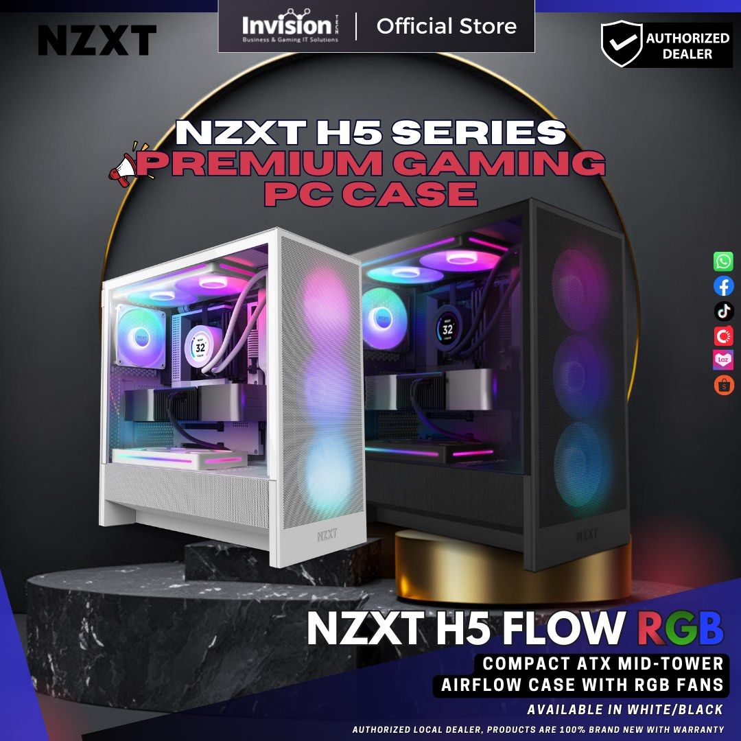 NZXT H5 Series - H5 Flow, H5 Flow RGB & H5 Elite Premium Gaming PC Case ...