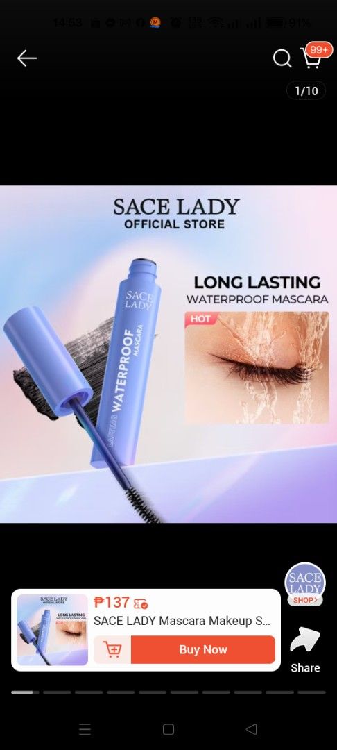 SACE LADY Waterproof Mascara, Exp: May 2026 onwards, Beauty & Personal ...