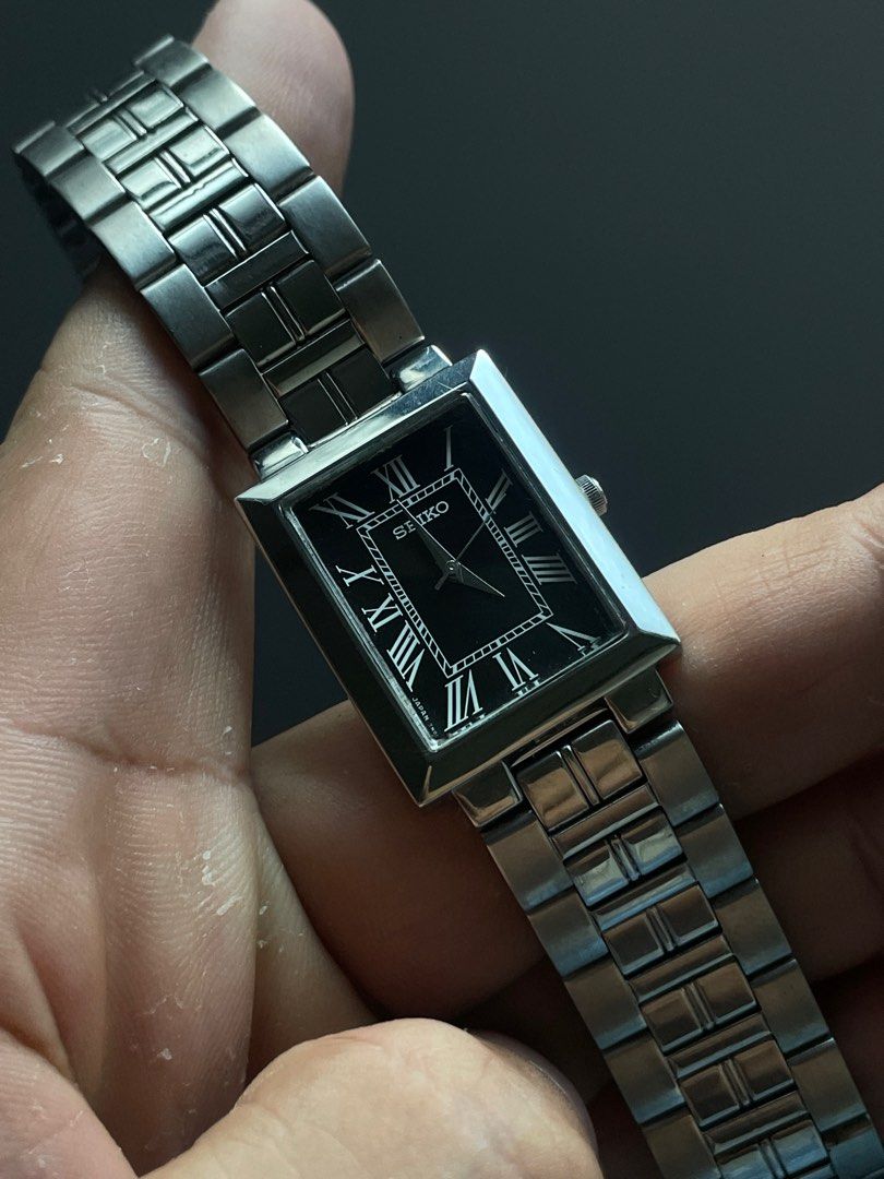 Seiko Rectangular Black Dial Watch, Men's Fashion, Watches ...