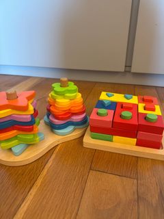 24 Piece Colourful Shapes Matching / Sorting / Stacking Toys, Hobbies ...