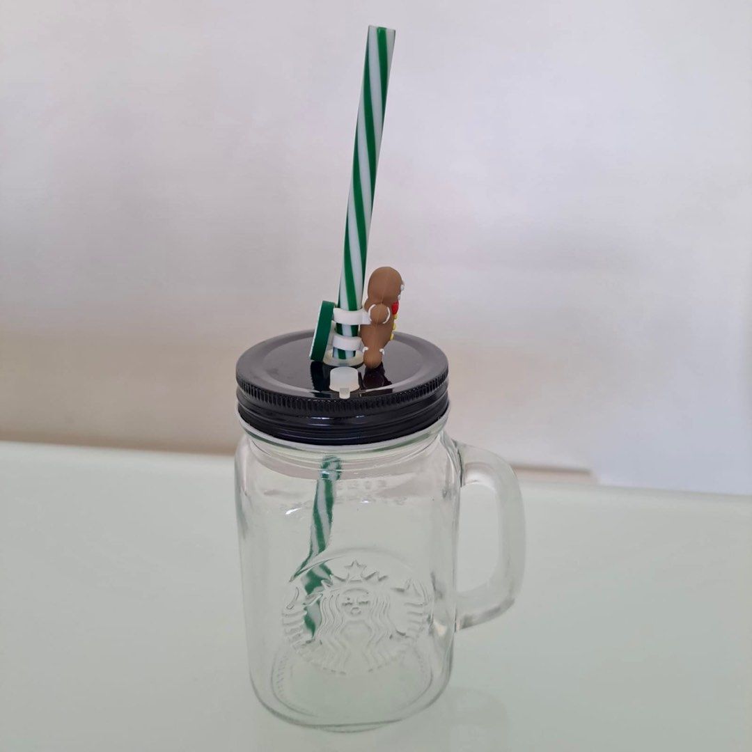 STARBUCKS Gingerbread Mason Jar with Built-In Straw (Limited Edition ...