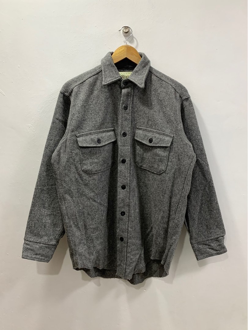 VINTAGE 90’s MELTON OUTERWEAR WOOL WORK-SHIRT JACKET, Men's Fashion ...