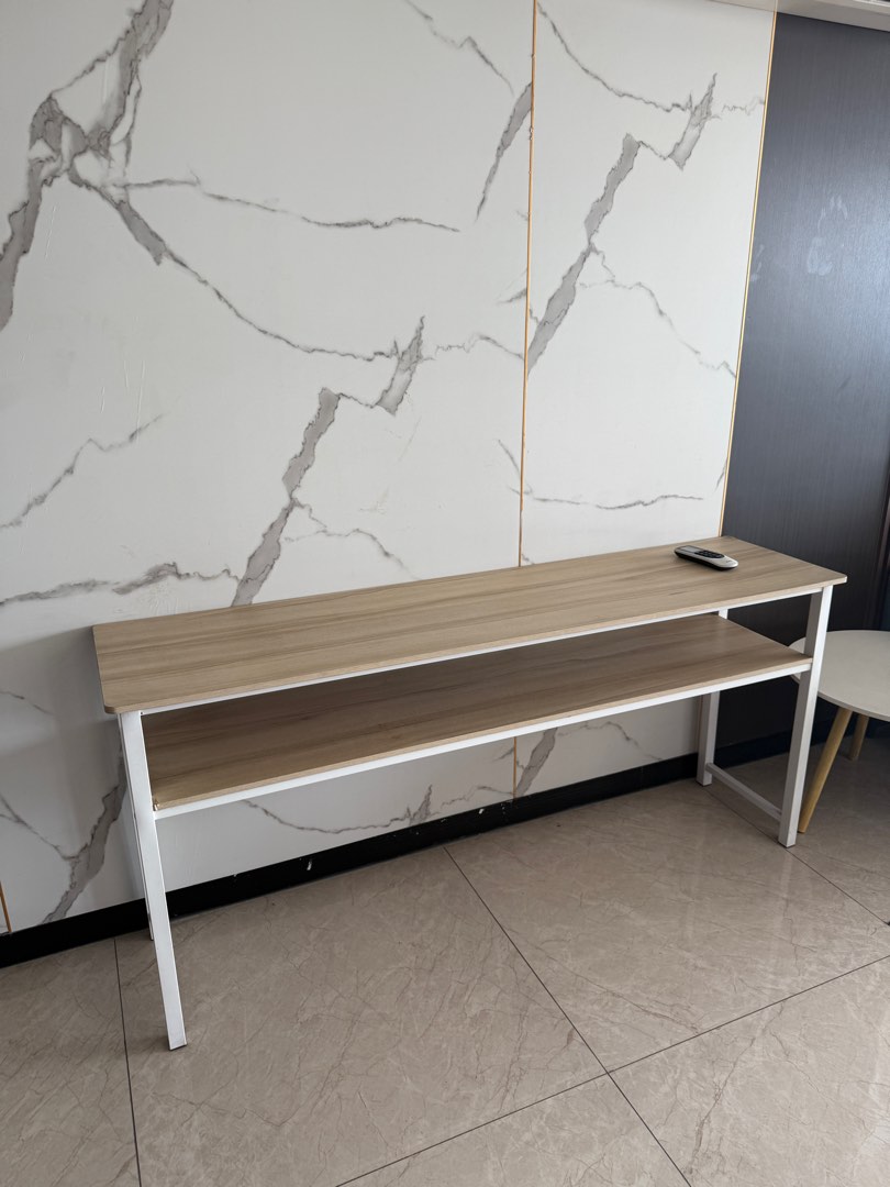 Wooden Console Table with Shelf set with Small Round Table, Furniture ...