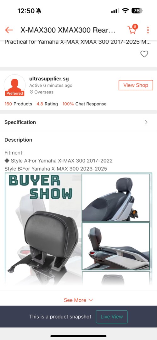 Xmax V3 2025/26 back rest $110, Motorcycles, Motorcycle Accessories on ...