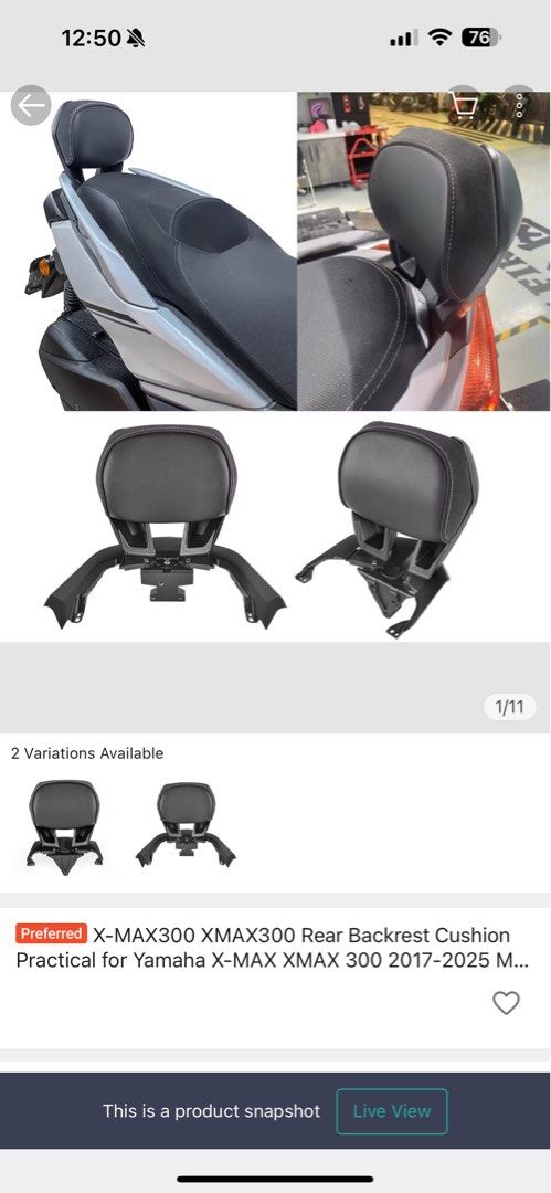 Xmax V3 2025/26 back rest $110, Motorcycles, Motorcycle Accessories on ...