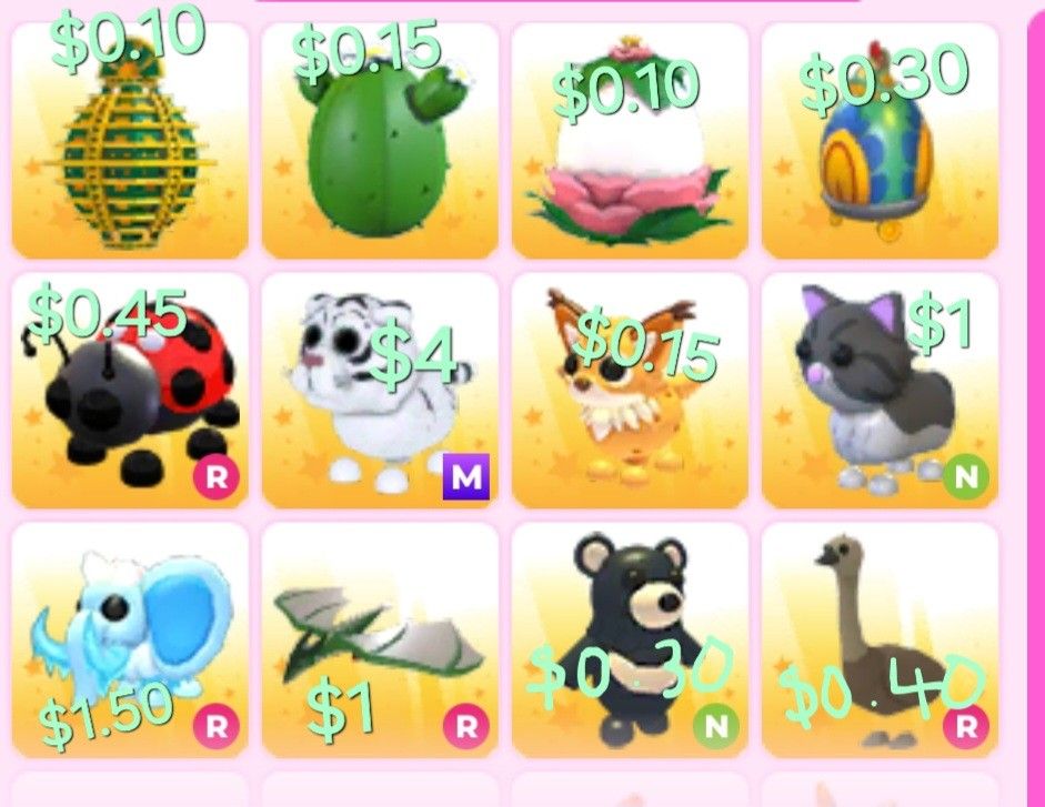 Adopt Me Pets - Various Rare and Uncommon Pets, Video Gaming, Gaming ...