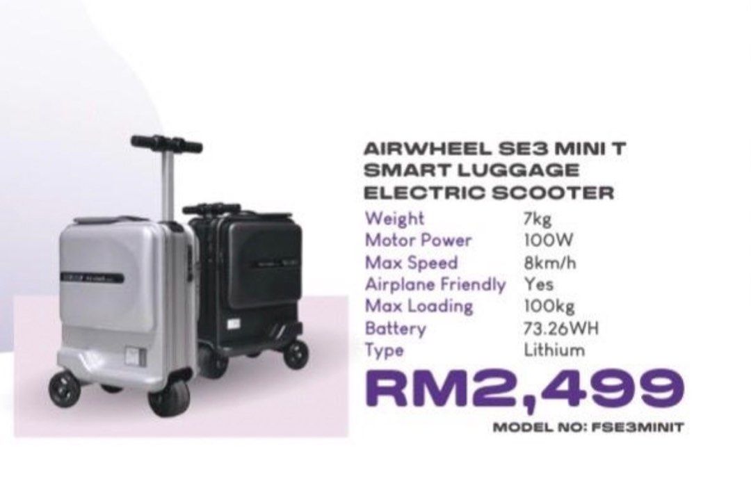 Airwheel SE3 Mini T Smart Luggage Electric Scooter, Hobbies & Toys ...