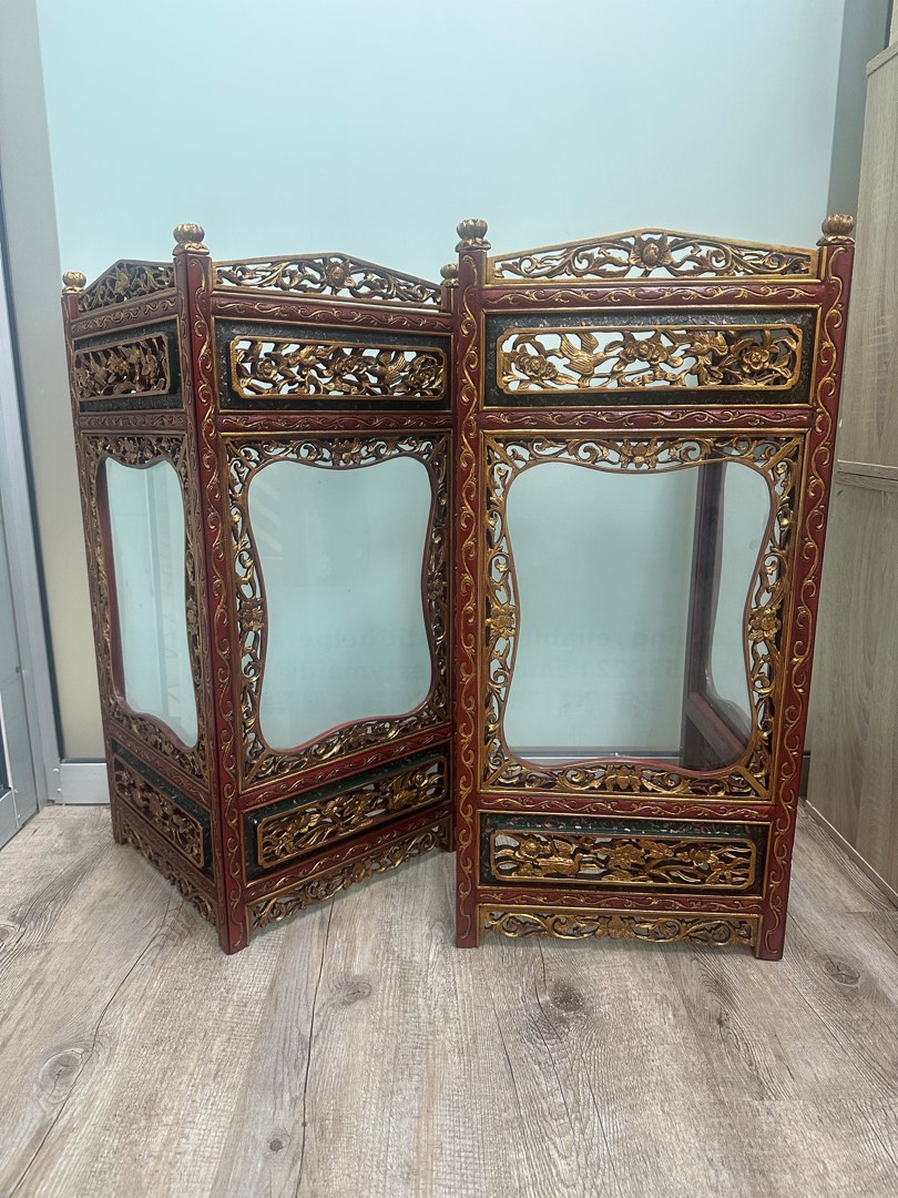 Antique Peranakan Giltwood lamp screens, Hobbies & Toys, Memorabilia ...