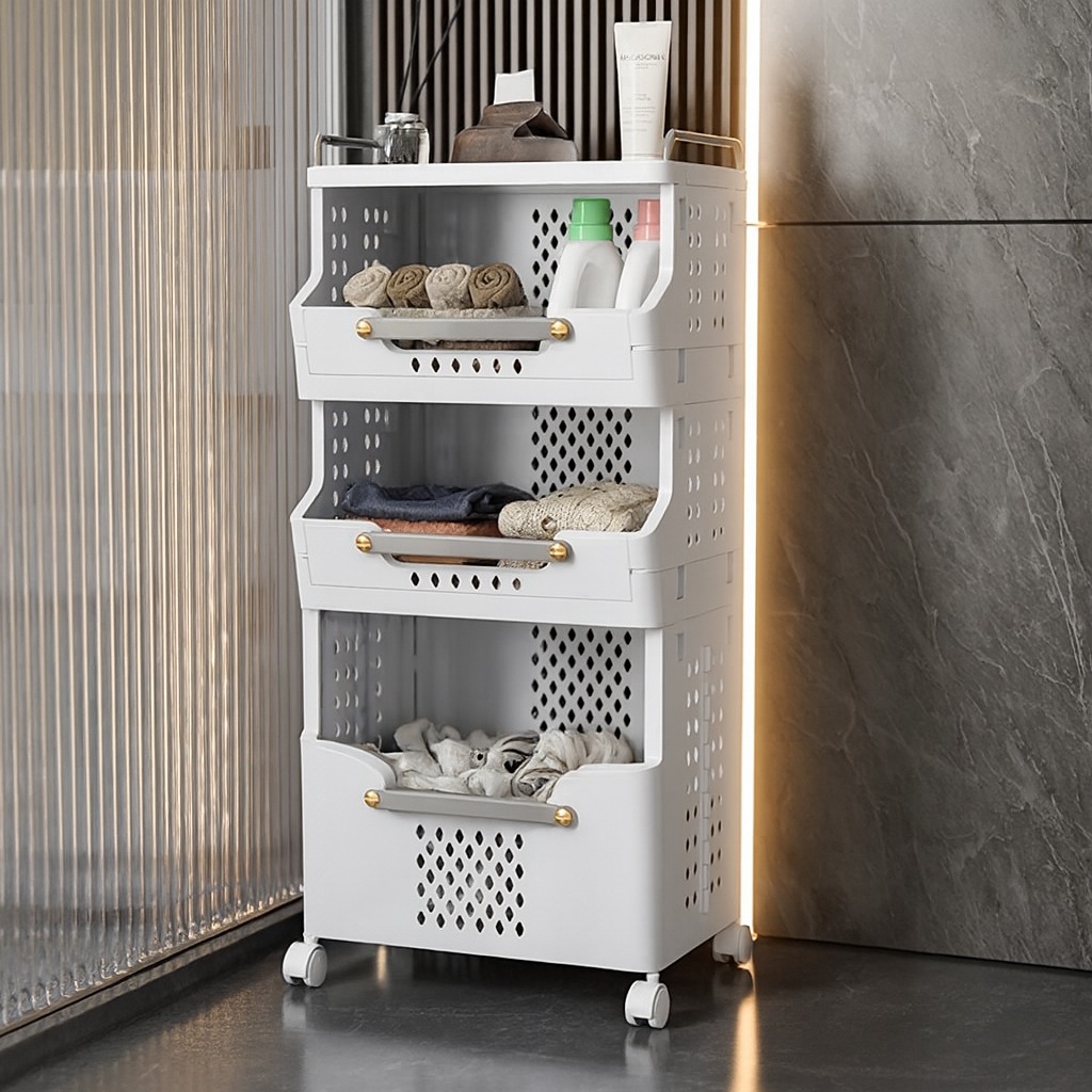 Bathroom Rolling Storage Rack | Home Interior Utility Trolley | Bedroom ...