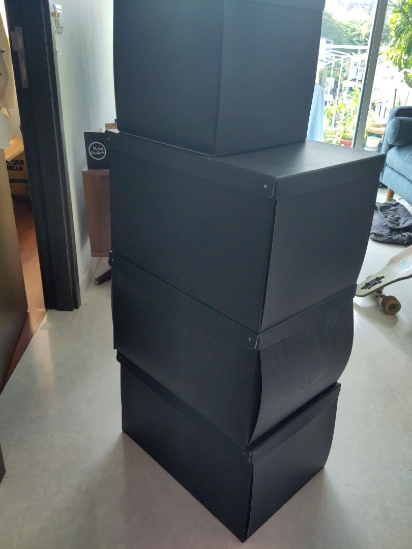 10 Black Storage Box Cardboard IKEA NIMM, Furniture & Home Living, Home ...