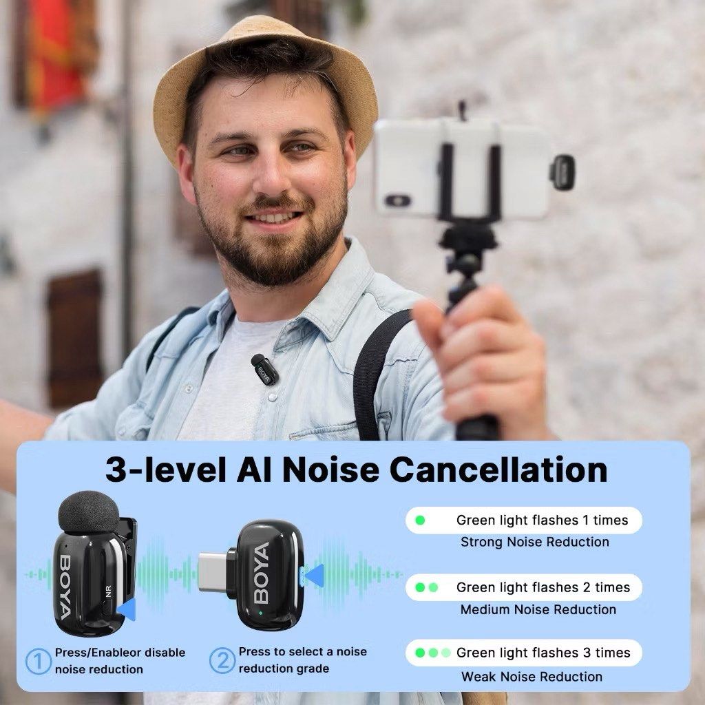 BOYA mini Wireless Microphone Thumb-Sized Noise Cancelling Lapel ...