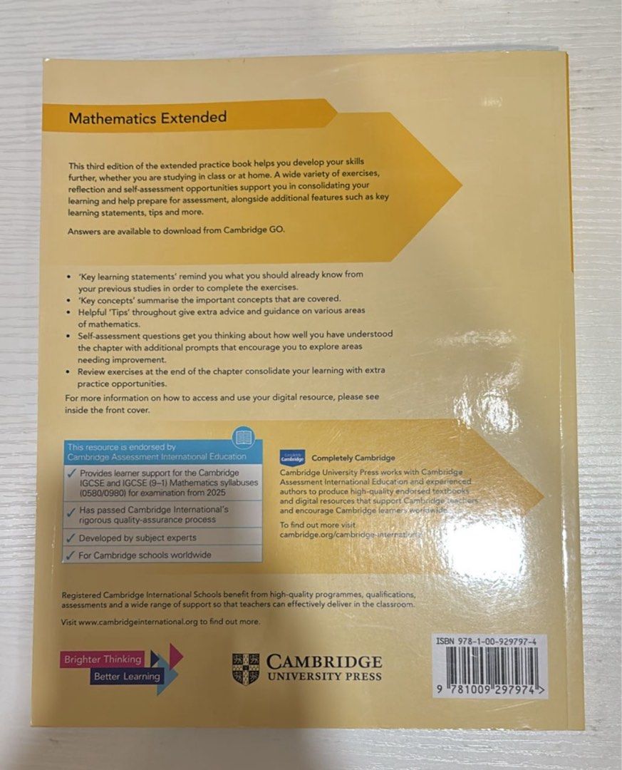 Cambridge IGCSE Mathematics Extended Practice Book, Hobbies & Toys, Books & Magazines, Textbooks ...