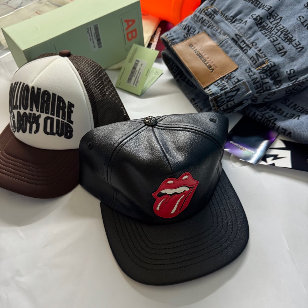 Chrome Hearts x Rolling Stones Leather Patch Trucker Hat Black, Men's ...