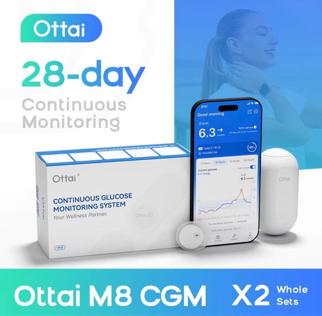 (2 sets available) Ottai M8 CGM X2 Whole Sets - 28-Day Monitoring ...