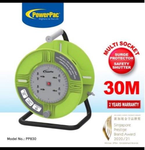PowerPac 30M Extension Reel with Surge Protection, TV & Home Appliances ...