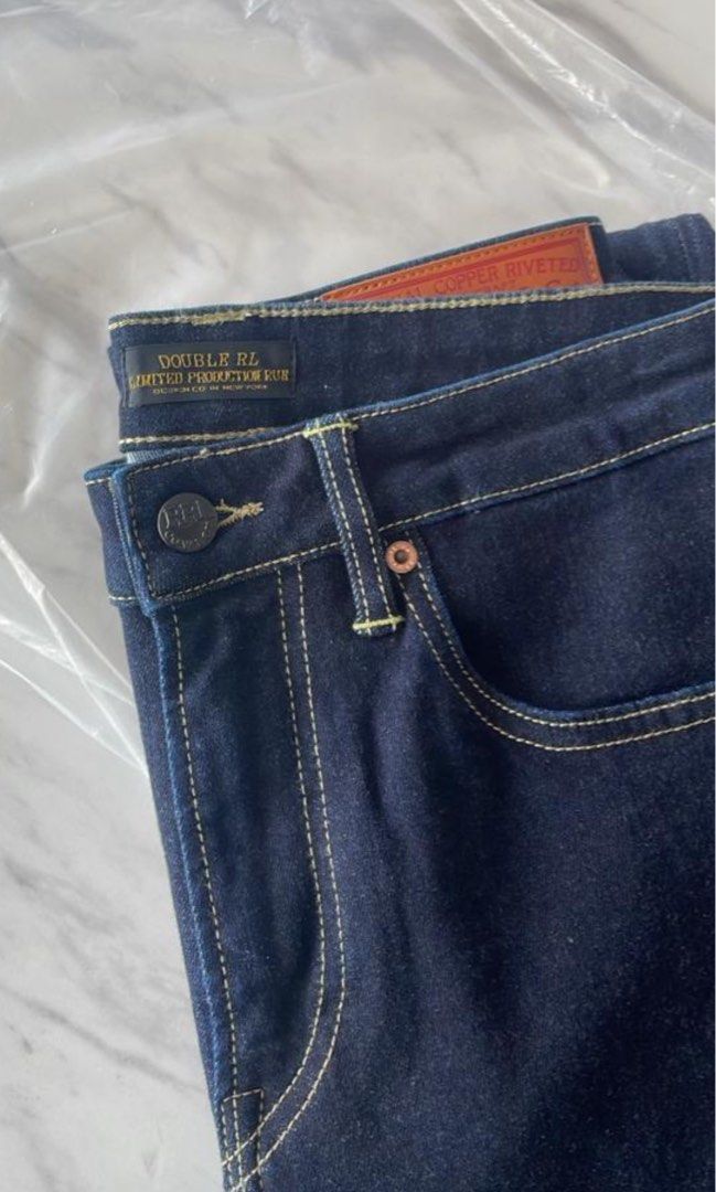 🆕🎅SALE🛍️ AUTHENTIC RRL RALPH LAUREN DARK INDIGO EMBROIDERED LOGO DENIM ...