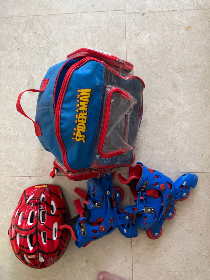Spider-Man Roller Skates Set with Helmet and Bag, Sports Equipment ...