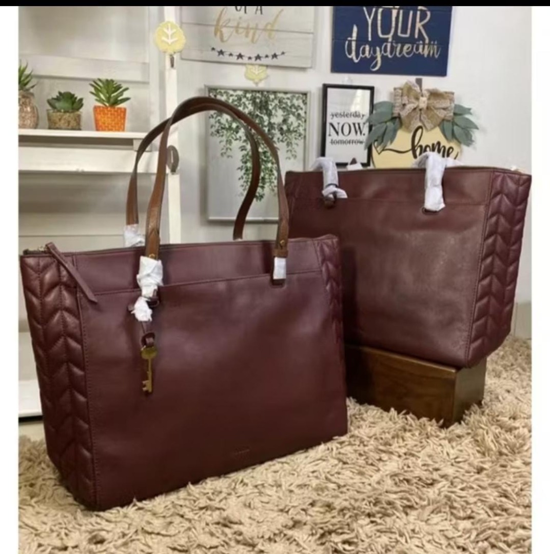 TAS FOSSIL RACHEL TOTE WINE, Barang Mewah, Tas & Dompet di Carousell