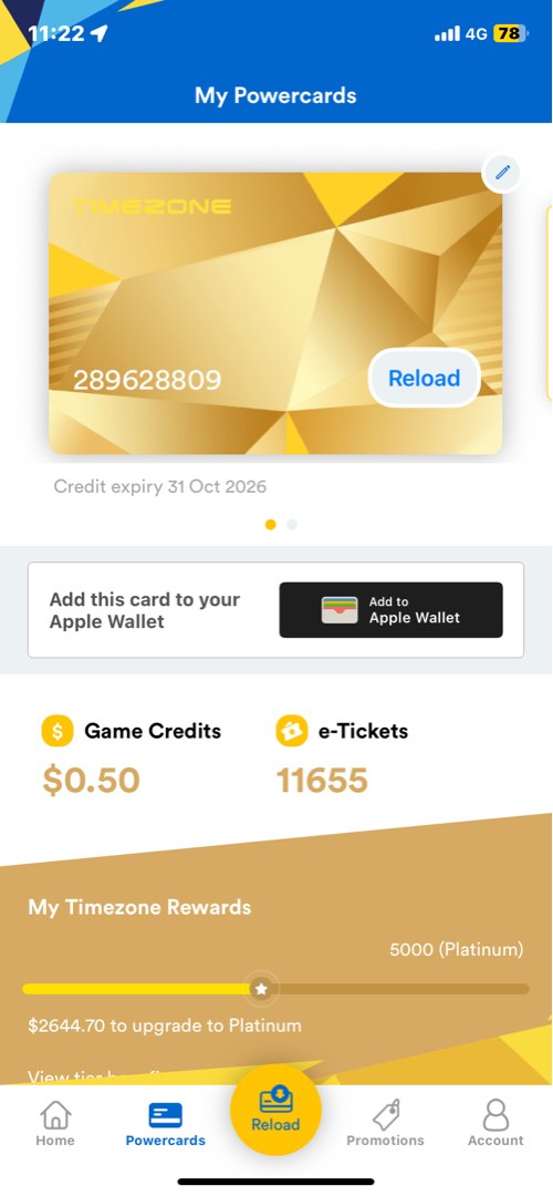 Timezone Powercard - $0.50 Game Credits + 11655 e-Tickets, Tickets ...