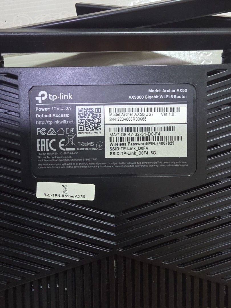 TP-Link Archer Router AX50 Wi-Fi 6, Computers & Tech, Parts ...