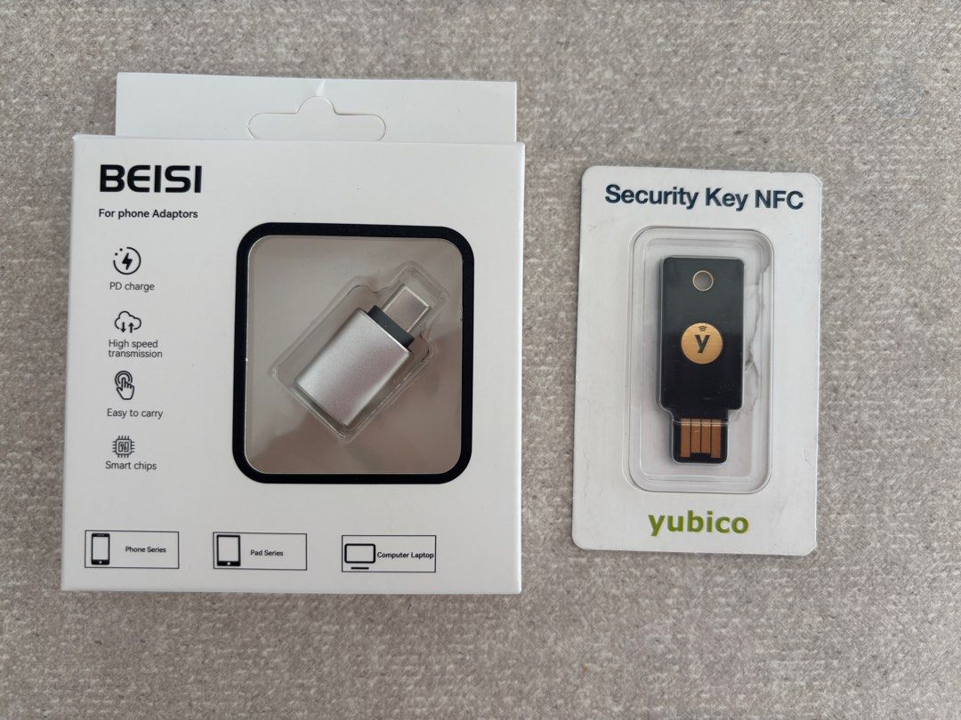 Yubico Security Key NFC and BEISI USB-C Adapter, 手提電話, 電話及其他裝置配件, 其他電子 ...