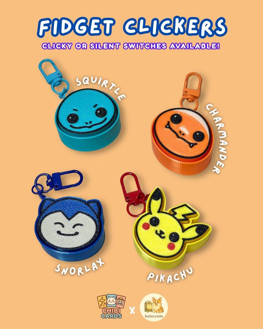 [PREORDER] 3D Printed Pokemon Fidget Clickers, Hobbies & Toys, Toys ...