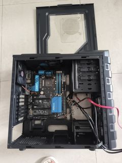 PC Tower with CPU, ram, CPU cooler, motherboard, and case fans ...