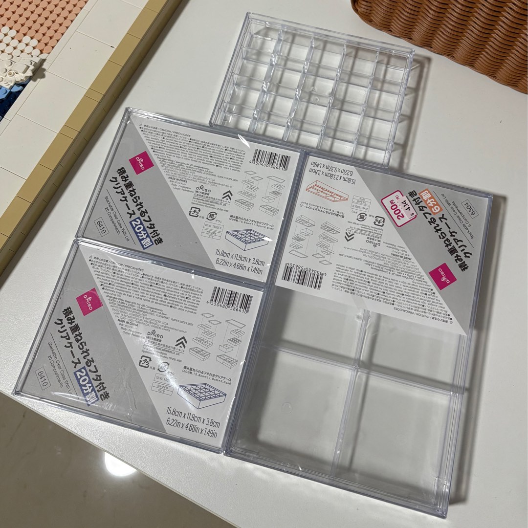 Daiso Stackable Clear Storage Cases, Furniture & Home Living, Home ...