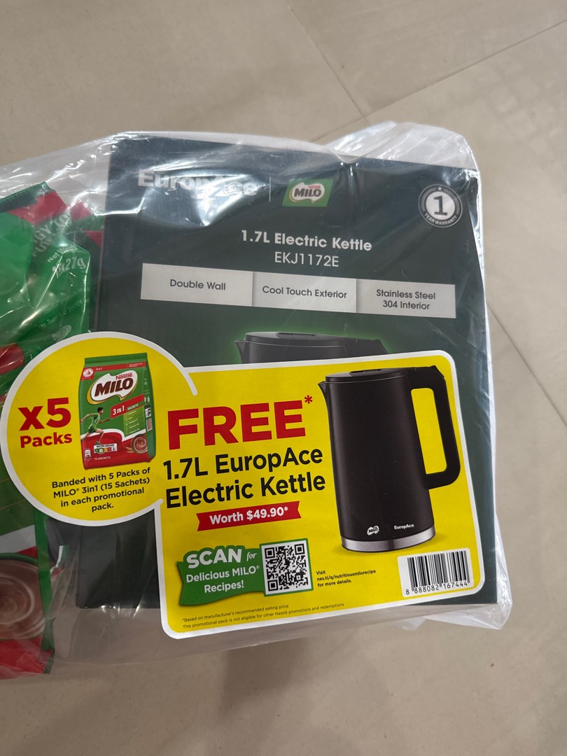 EuropAce 1.7L Electric Kettle EJK1172E - Brand New, TV & Home ...
