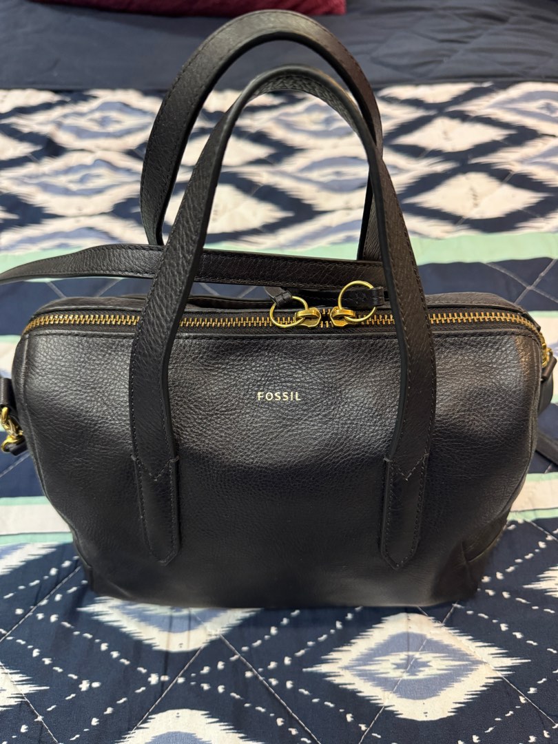 Fossil Blue Leather Satchel Handbag, Women's Fashion, Bags & Wallets ...